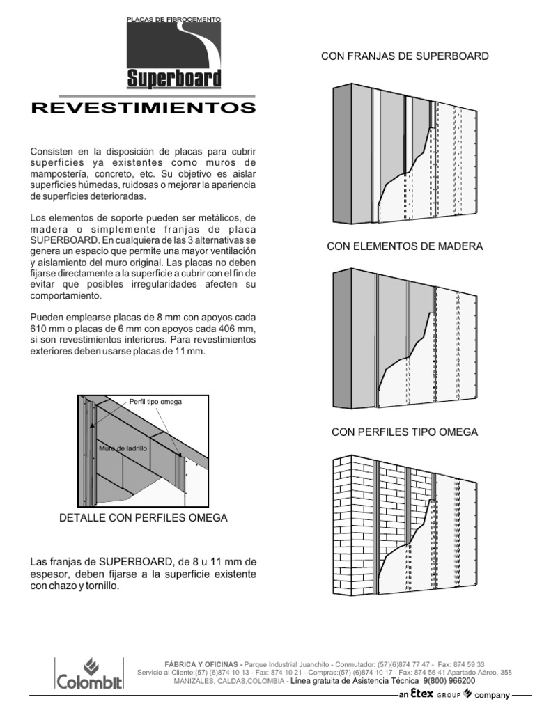 Revestimientos SUPERBOARD: Guía Técnica | PDF | Ingeniería de Edificación