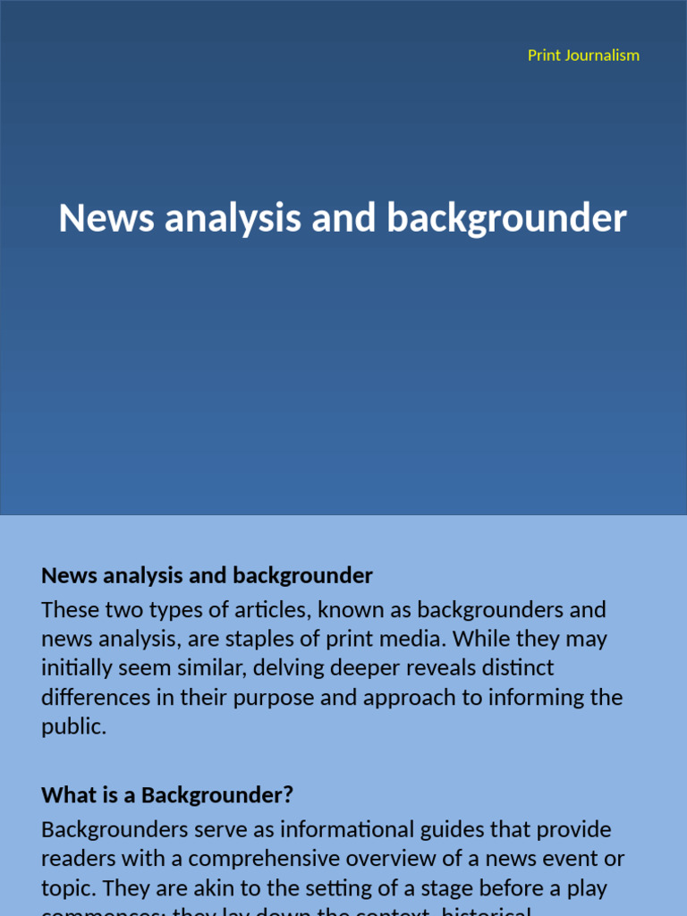 News Analysis and Backgrounder | PDF | News | Information