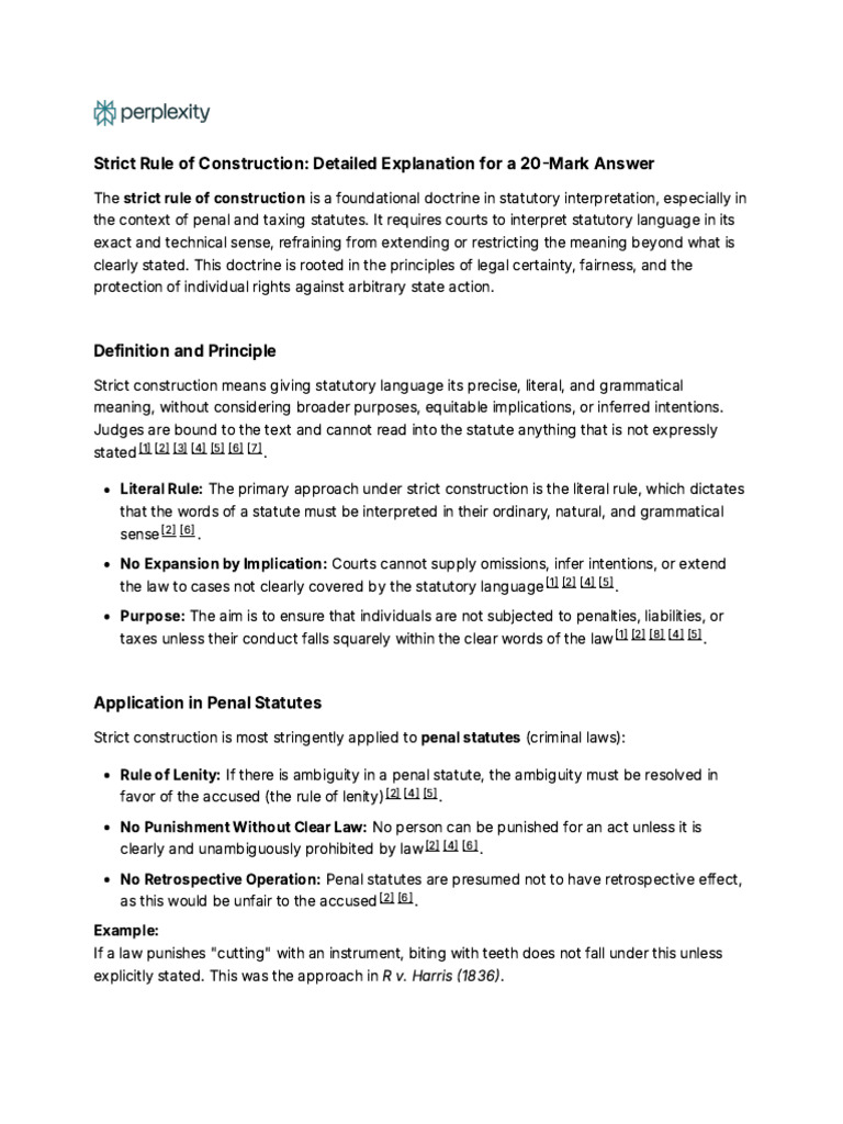 Strict Rule of Construction_ Detailed Explanation | PDF | Statutory ...