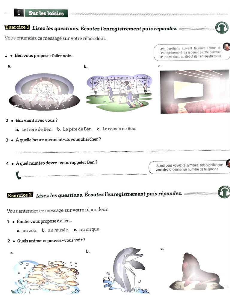 Compréhension Orale Ex. 1 2 3 4 | PDF