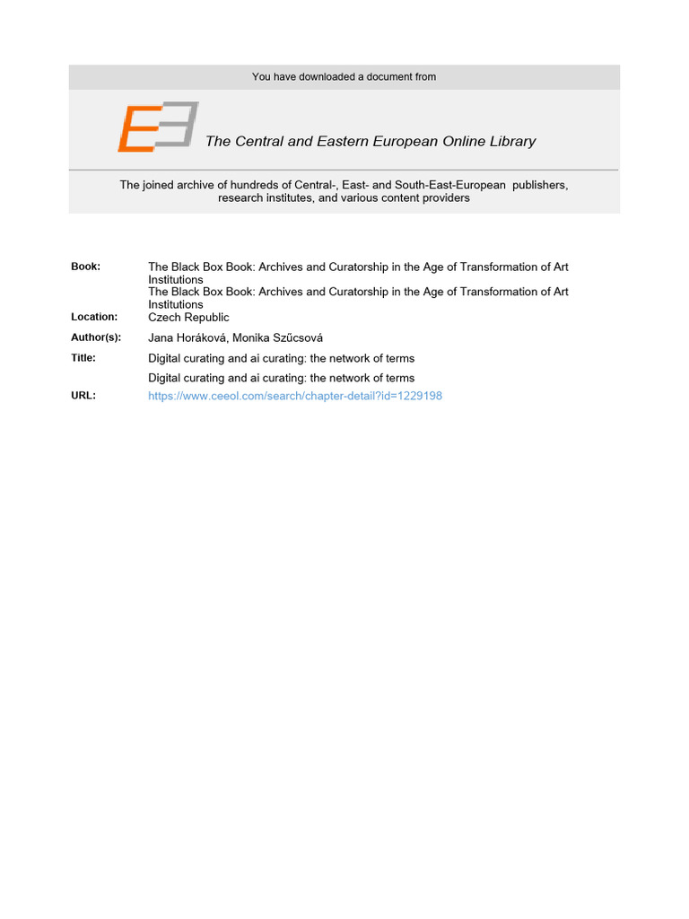 Digital Curating and Ai Curating The Network of Terms Content File PDF ...