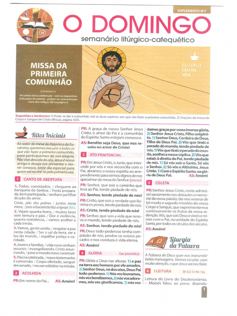 Folheto para a Missa de Primeira Comunhão | PDF