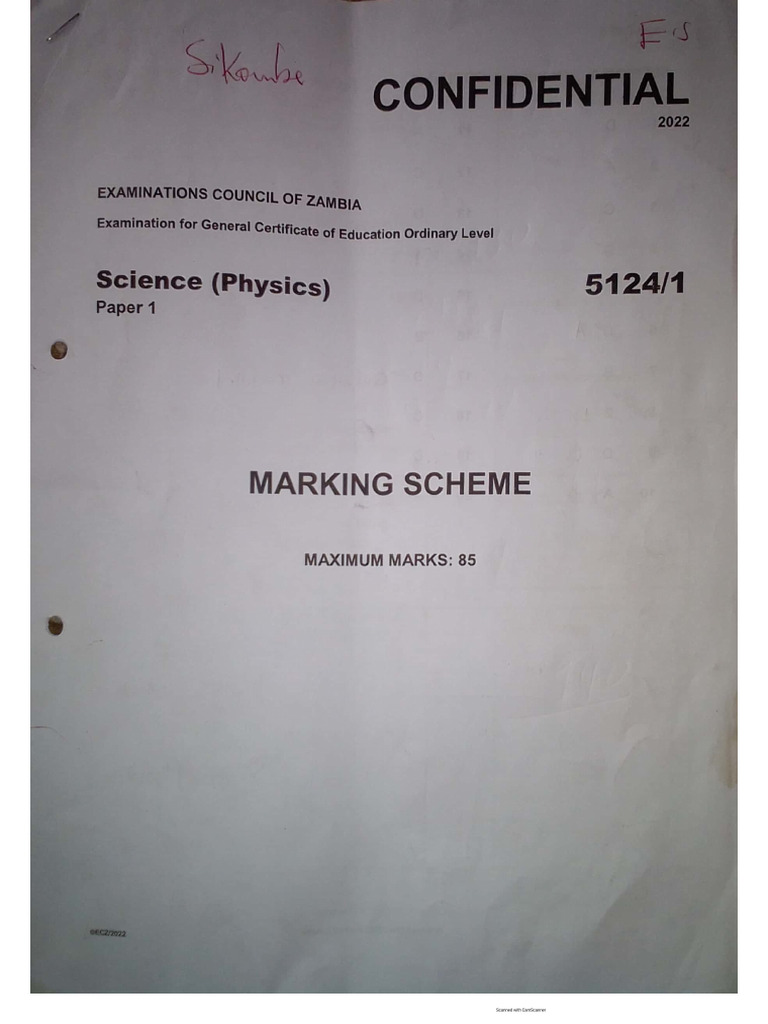 Science Paper 1 Gce 2022 Key | PDF