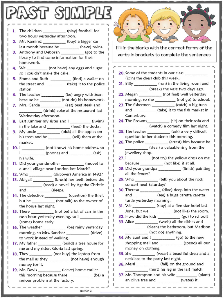 Fill in the Blanks: Past Tense Verbs | PDF