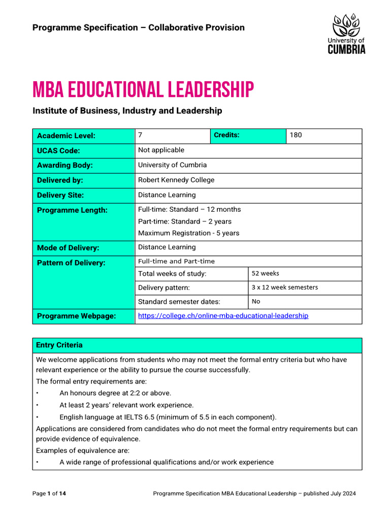 MBA Educational Leadership | PDF | Leadership | Learning