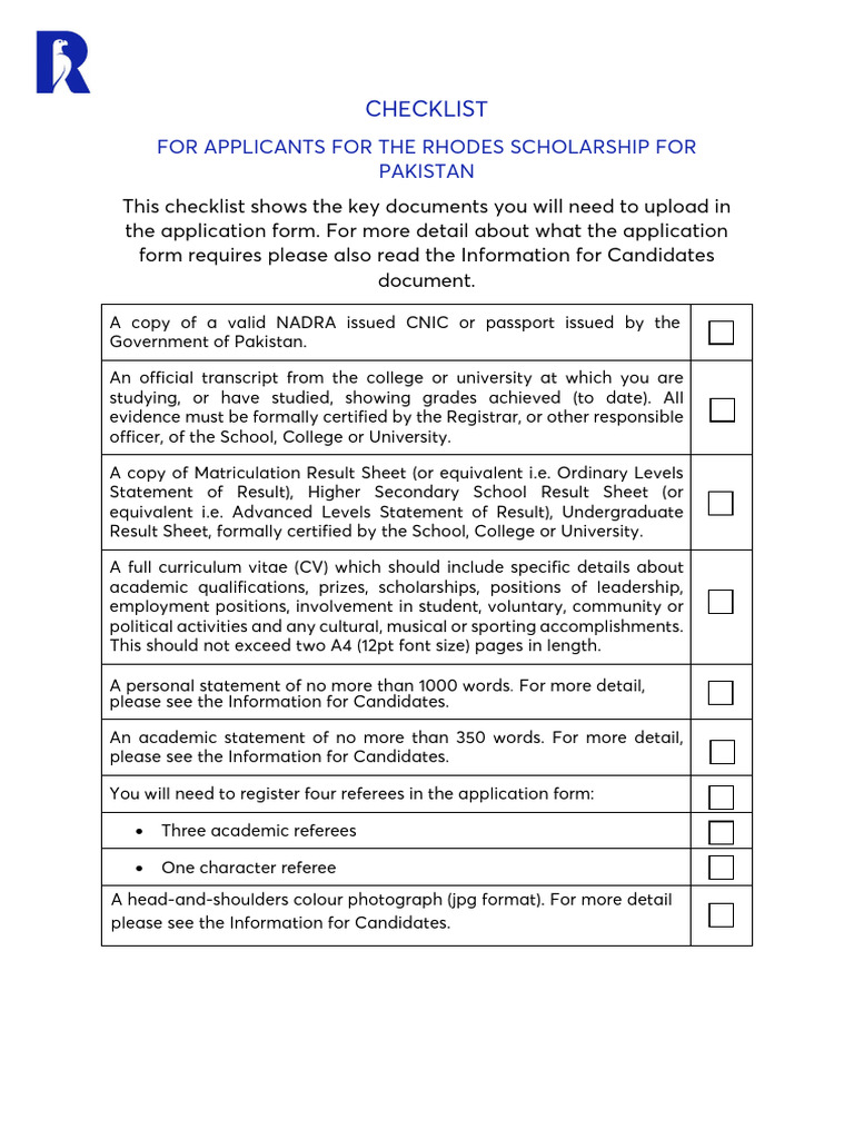Pakistan Checklist 2025 | PDF