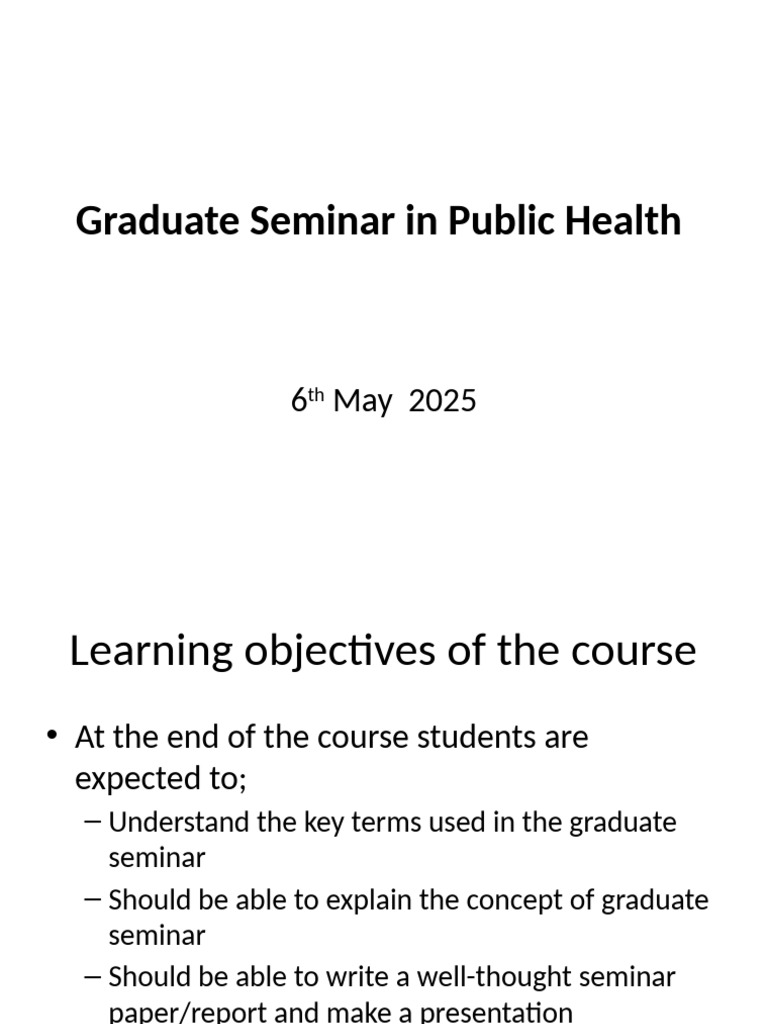 Graduate Seminar in Public Health Guide | PDF | Teachers | Postgraduate ...
