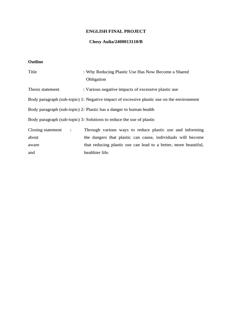 English Final Project Template | PDF | Plastic | Pollution