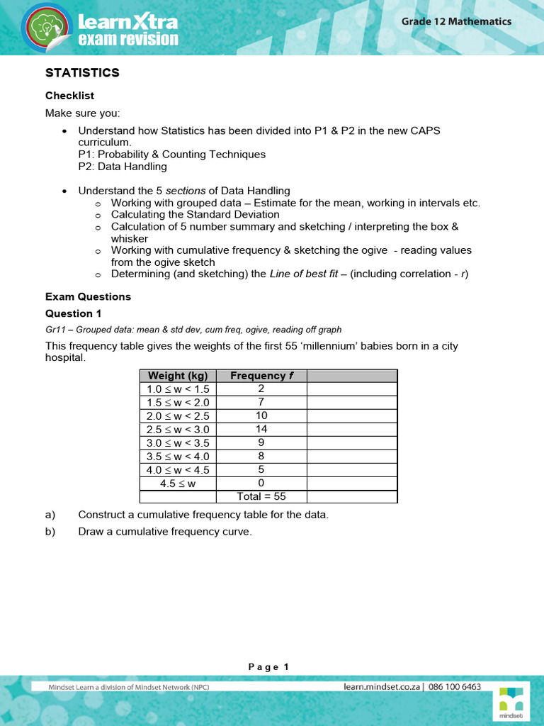 LXER Gr12Mathematics Statistics 08oct2014 | PDF | Statistics | Standard ...