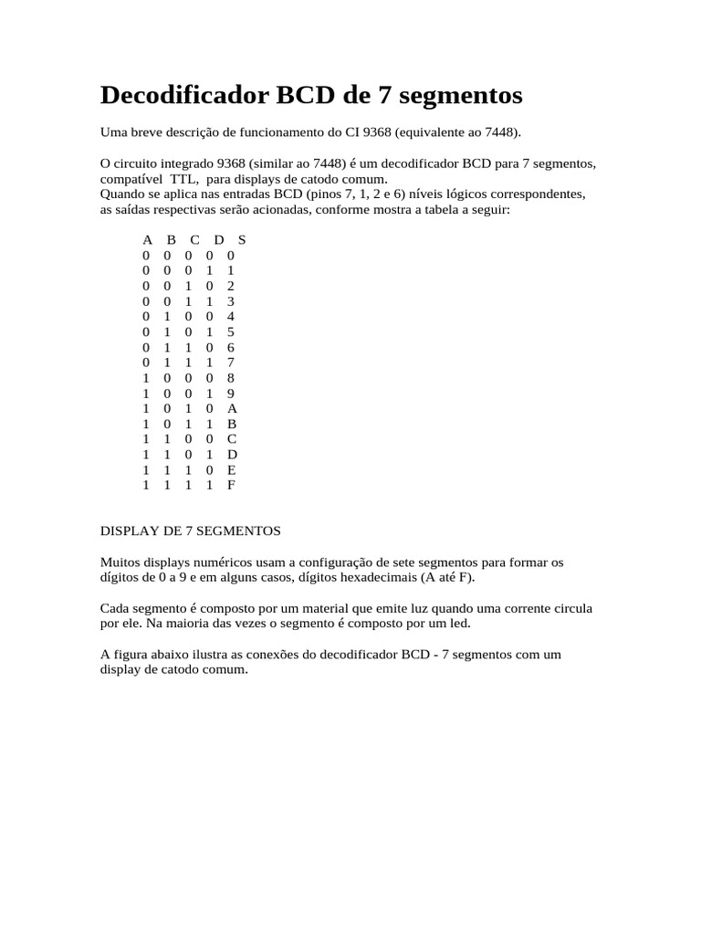 Decodificador BCD de 7 Segmentos | PDF