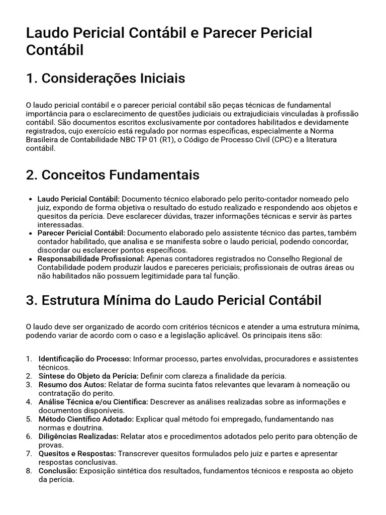 Laudo e Parecer Pericial Contábil | PDF | Contabilidade | Testemunha ...