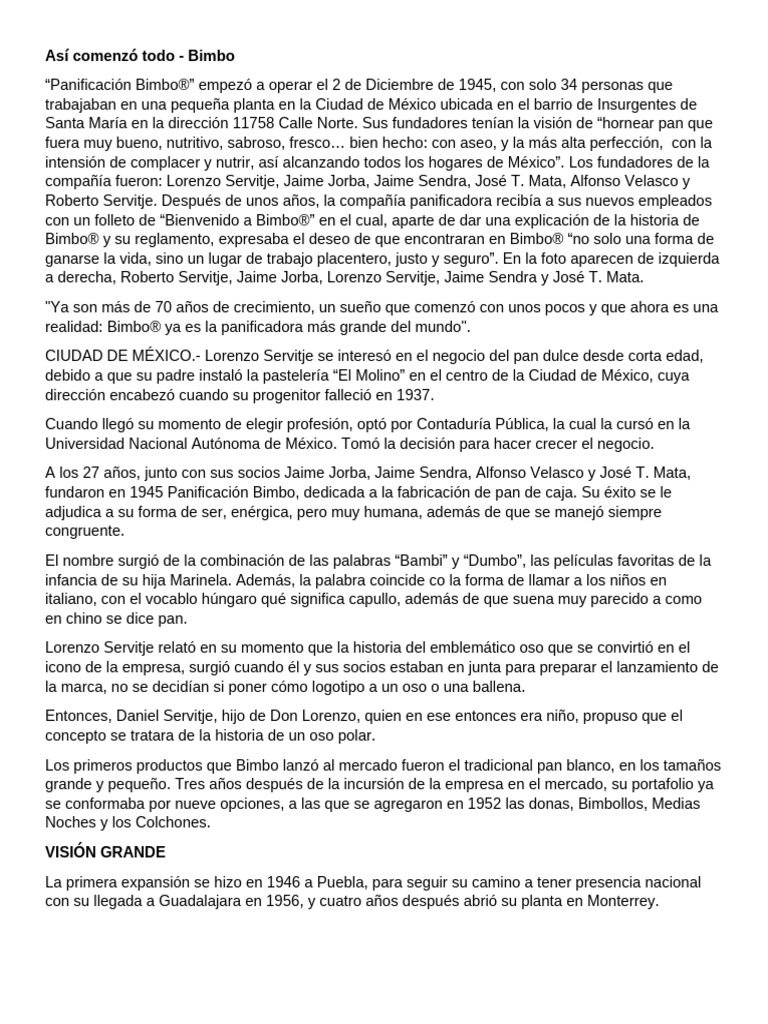 Historia Bimbo | PDF