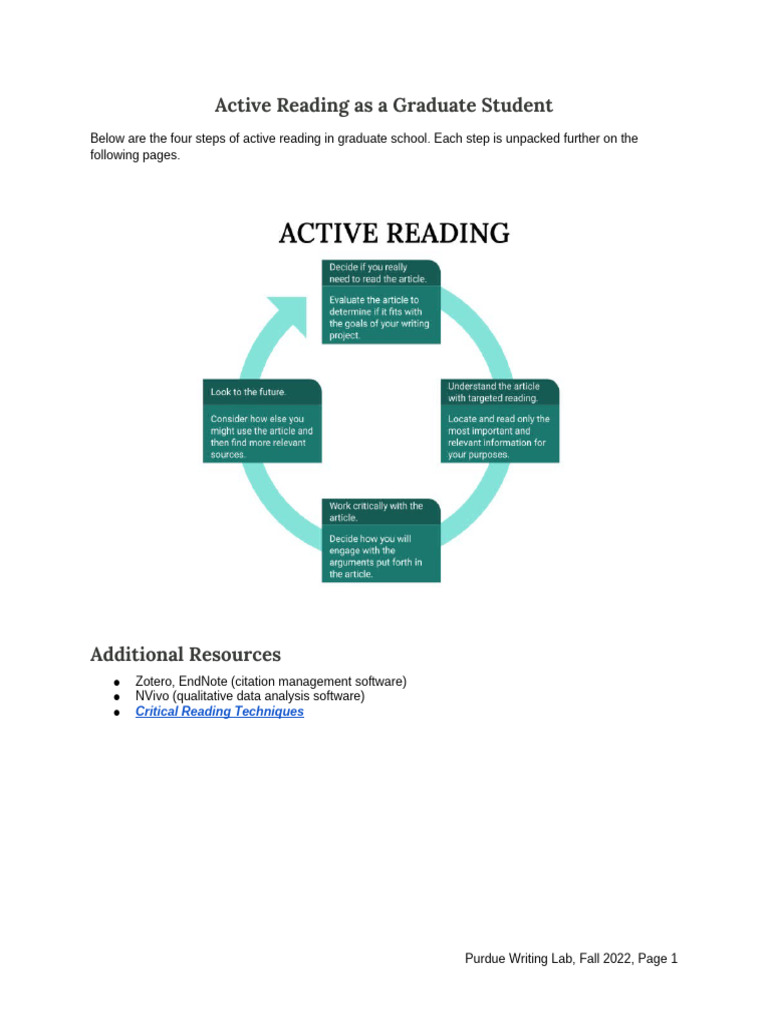 Active Reading As A Graduate Student | PDF | Methodology | Citation