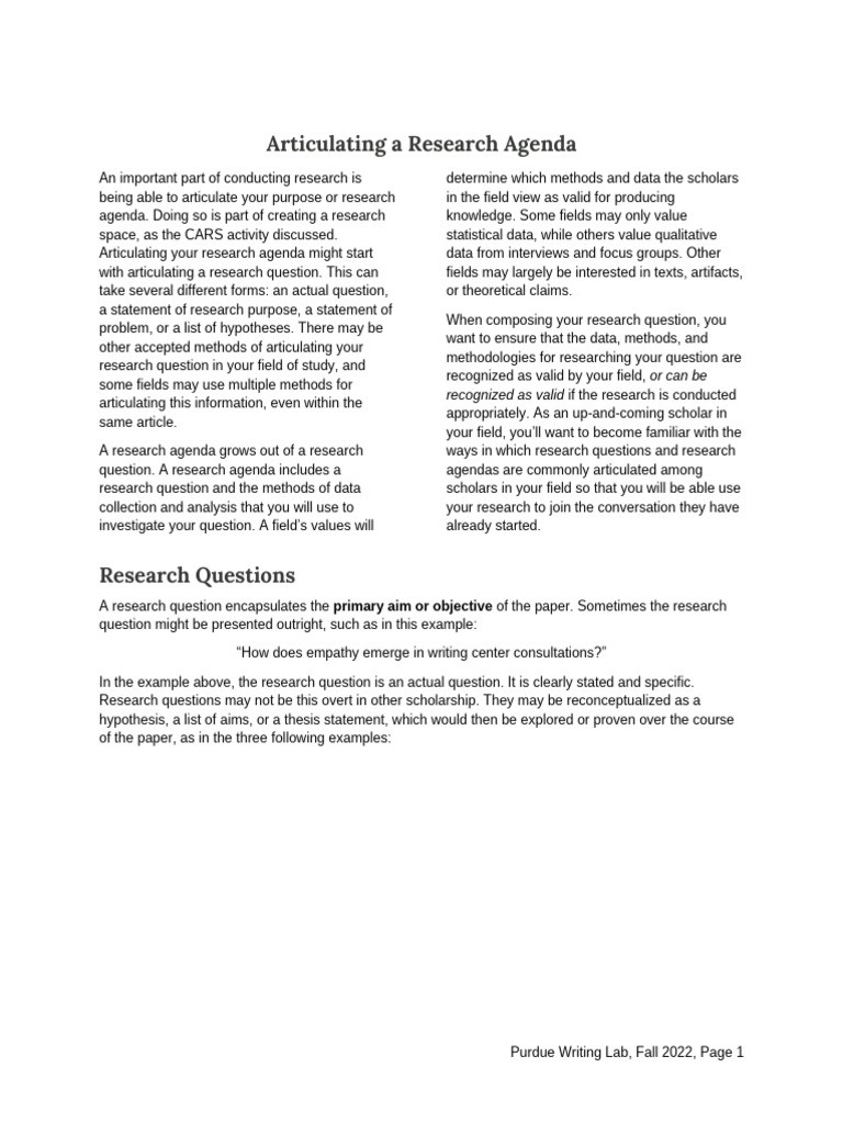 Articulating A Research Agenda | PDF | Methodology | Data