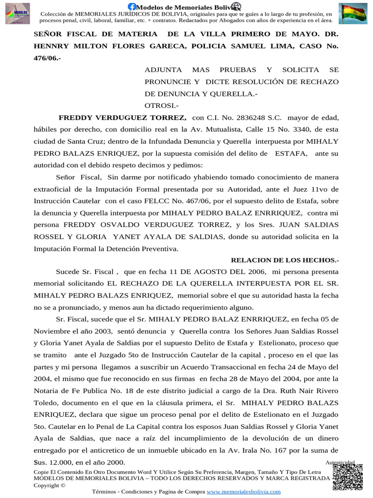 Res DR Freddy | PDF | Queja | Justicia penal