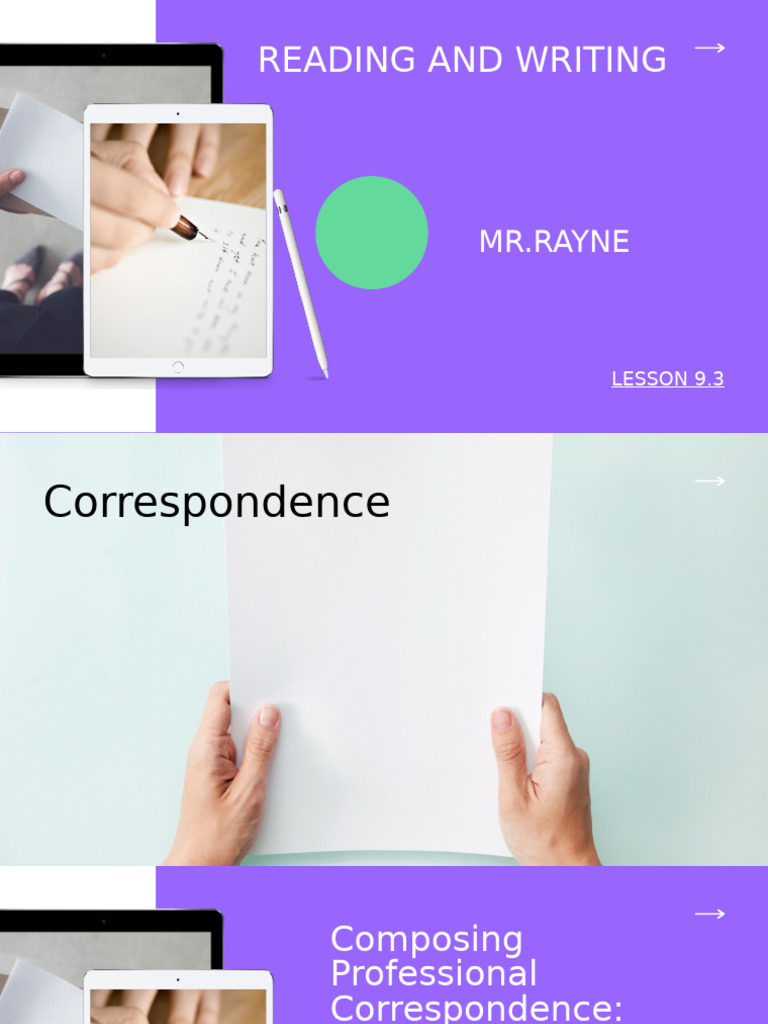 Lesson 10 Composing Professional Correspondence - Various Forms of ...