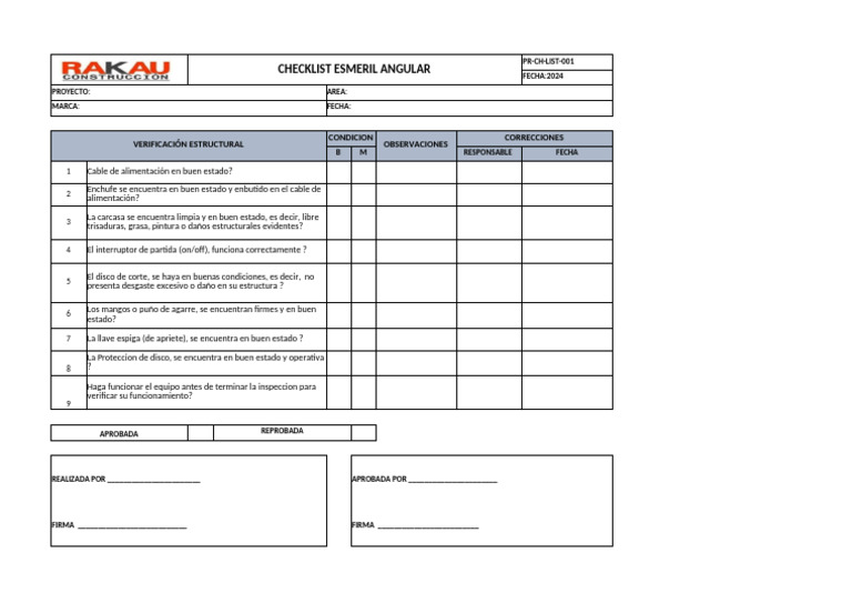 Checklist Esmeril Angular | PDF