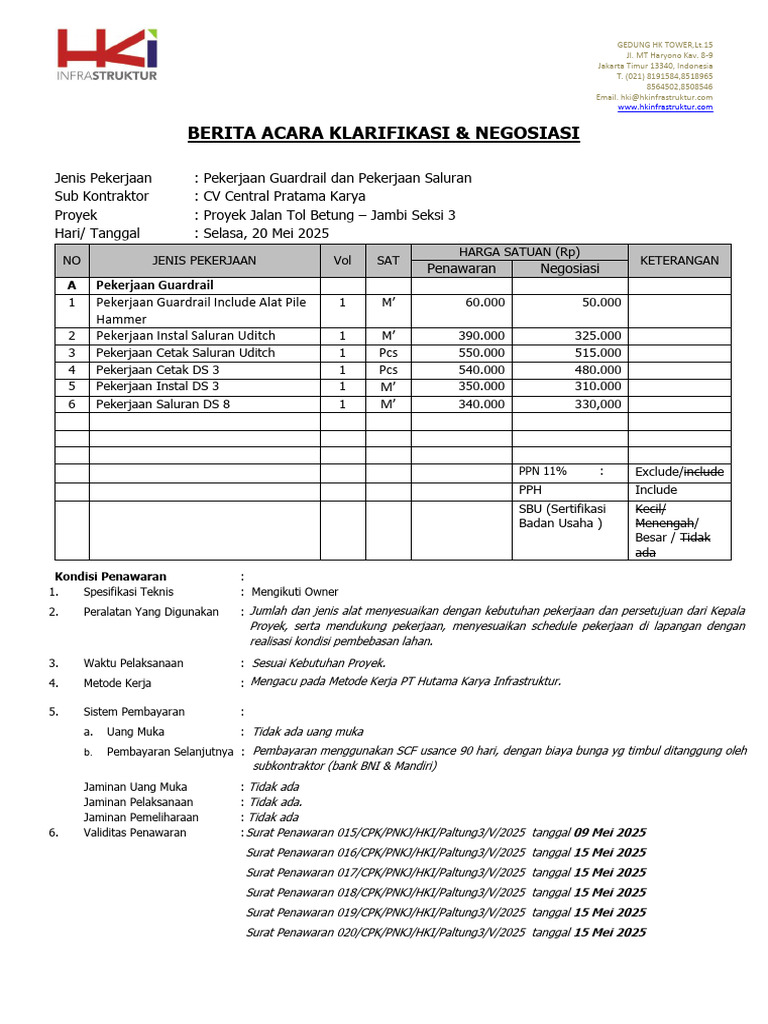 BAKN CPK Pekerjaan Guardrail Dan Saluran | PDF