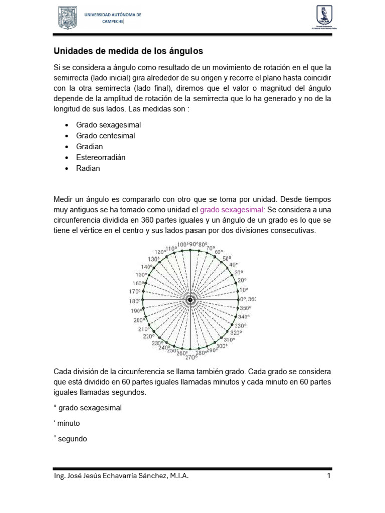 Unidades de Media de - Ngulos 2025 | PDF | Ángulo | Rotación