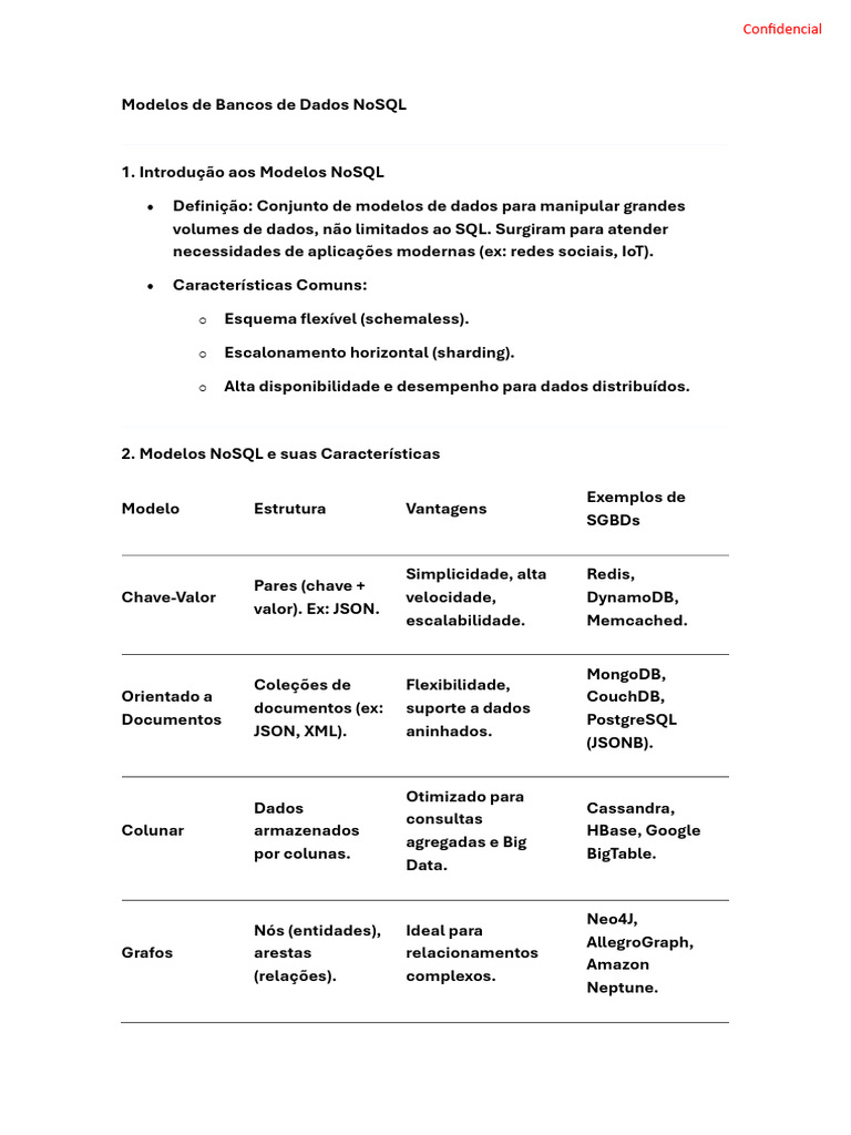 Notas de Aula 2 - Banco de Dados NoSQL | PDF | No SQL | Dados