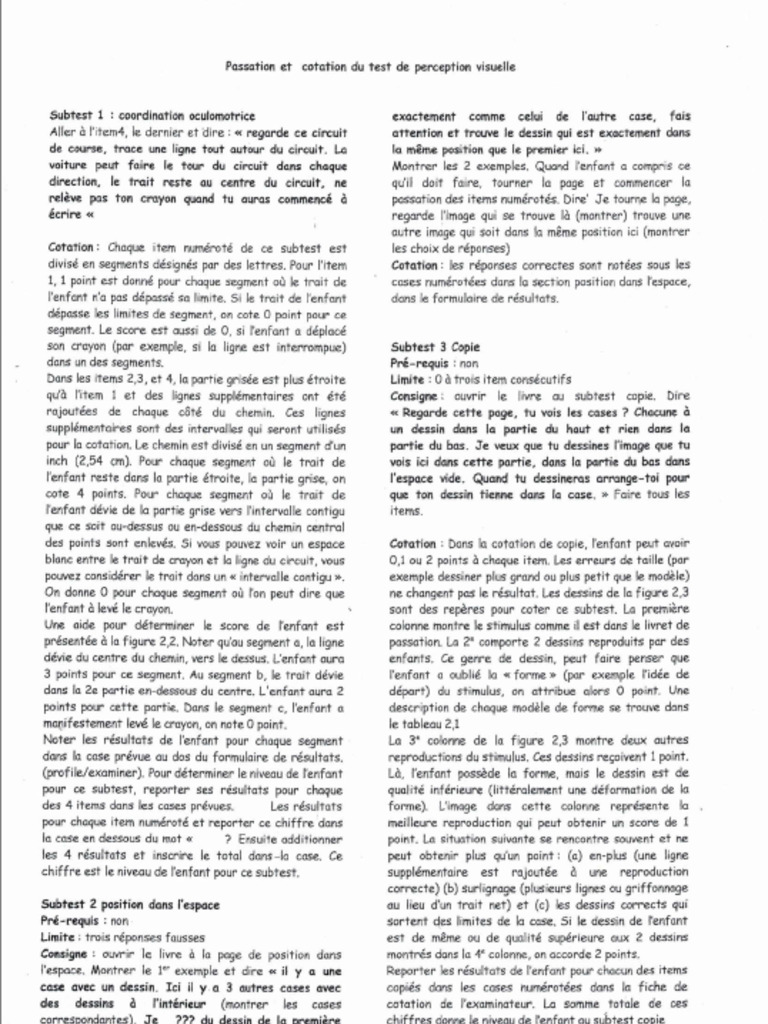 Passation Subtests | PDF