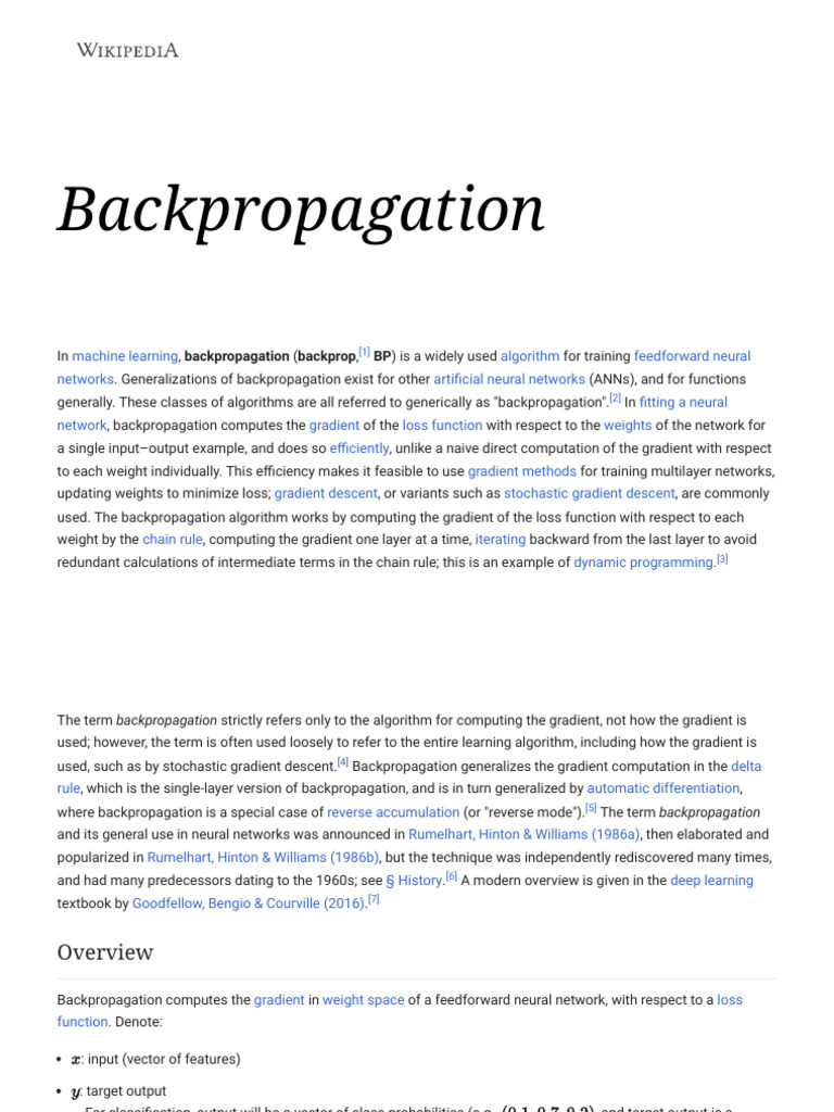 Backpropagation - Wikipedia | PDF | Mathematical Analysis | Mathematics