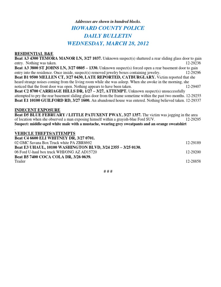 Police Daily Crime Bulletin 20120328 | PDF | Land Transport | Land Vehicles