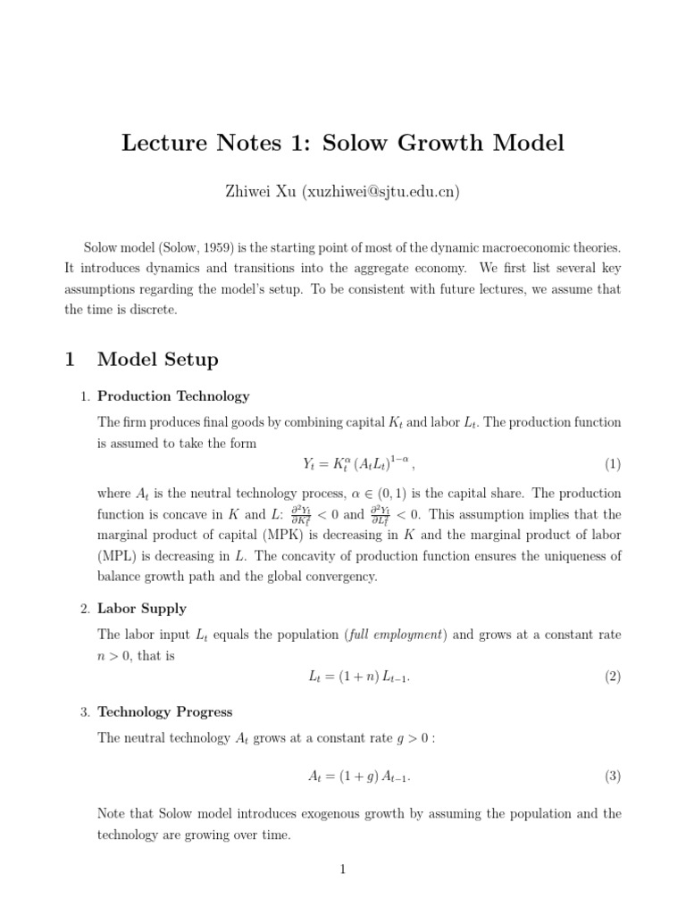 Solow | PDF | Economics | Applied Mathematics