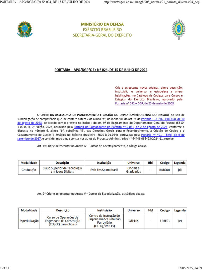 PORTARIA - APG - DGP - C Ex #024, DE 15 DE JULHO DE 2024 | PDF | Pós ...