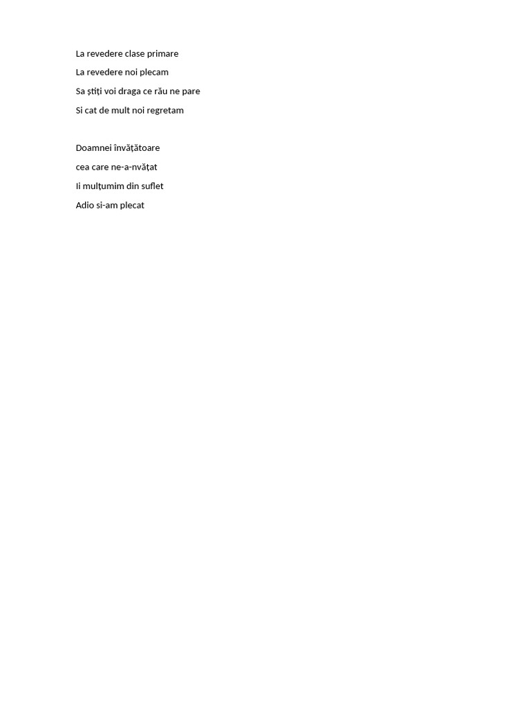 La Revedere Clase Primare | PDF
