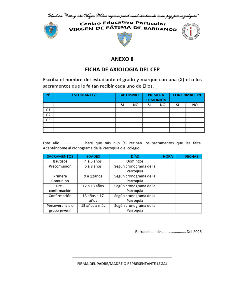 Anexo 8 Ficha Axiologia Del Cep | PDF