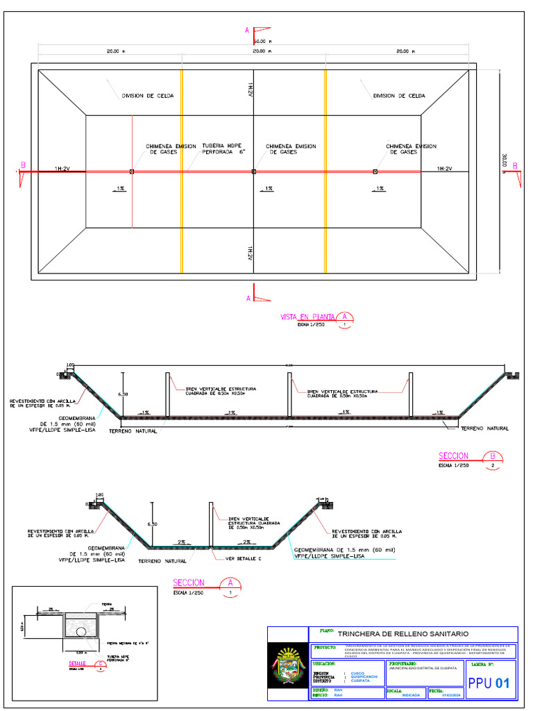 PLANO POZA RELLENO SANITARIO CUNCA CANCHA-Layout1 | PDF