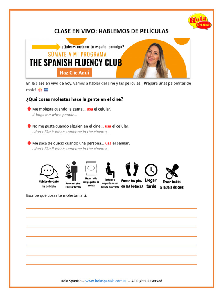 Clase en Vivo - Cómo Hablar de Películas en Una Conversación | PDF