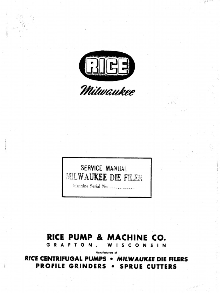 Milwaukee Die Filer Manual | PDF