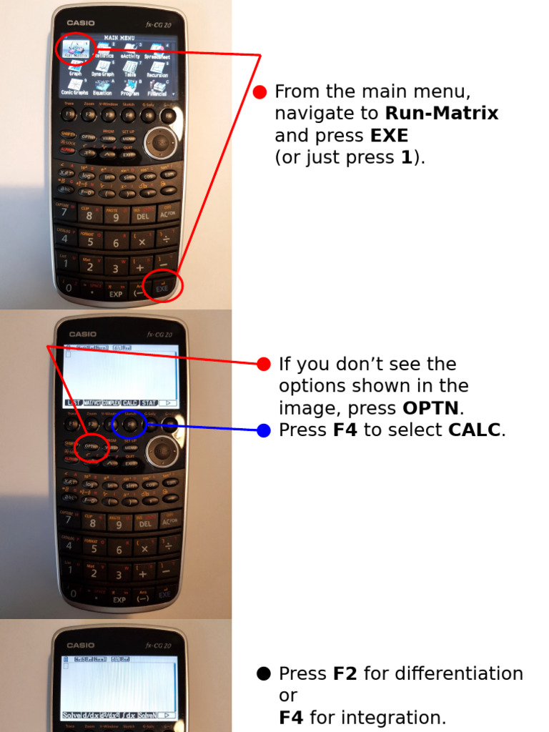 Differentiation and Integration - Casio Fx-CG20 | PDF