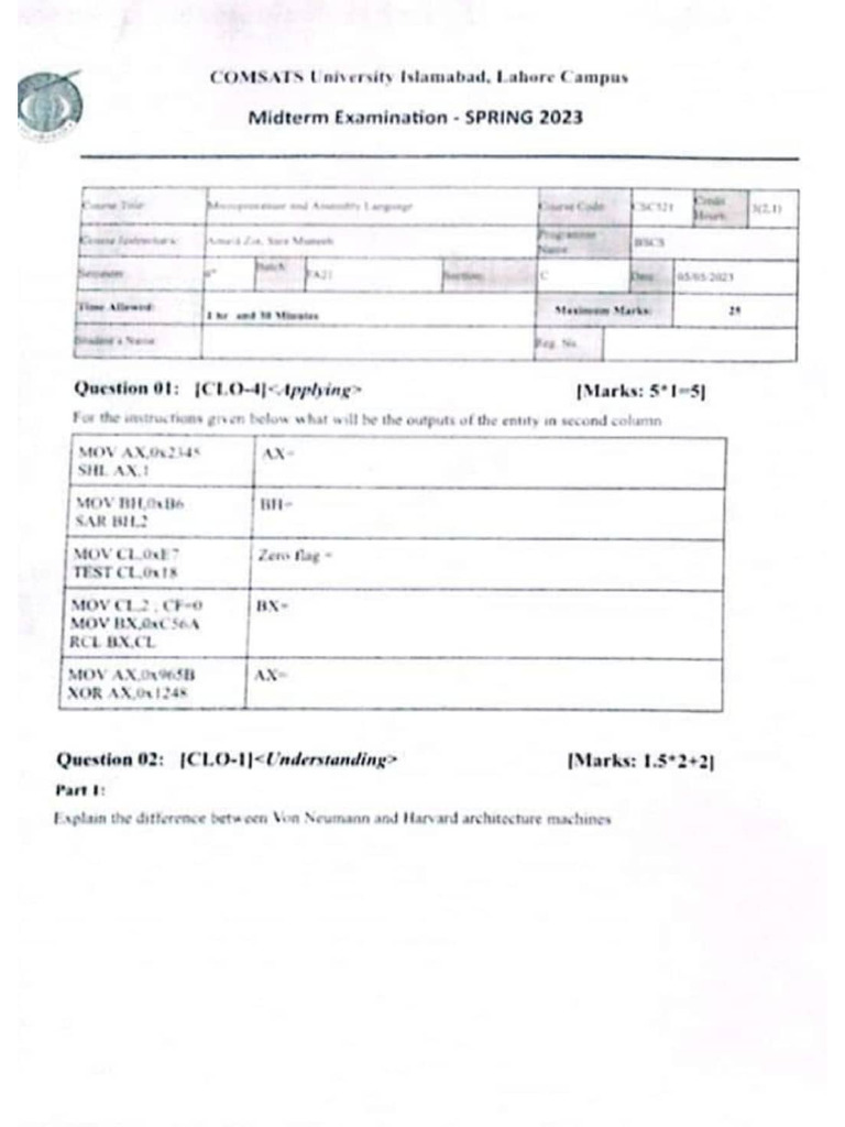 Assembly Past Papers | PDF