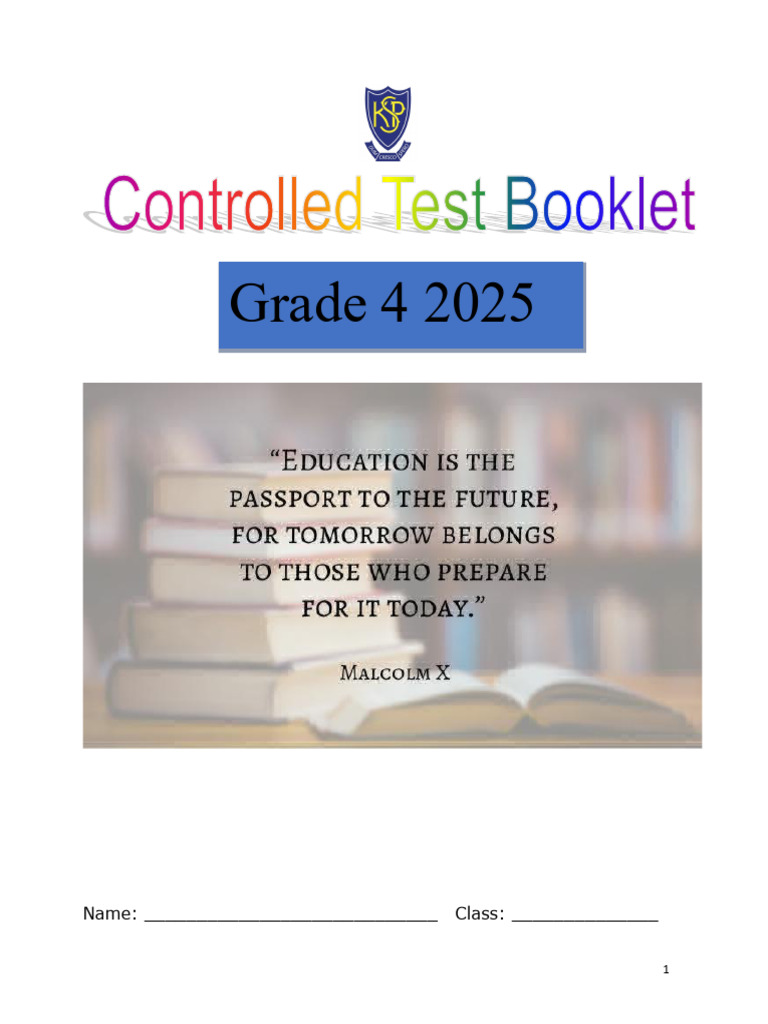 Grade 4 2025: Name: - Class | PDF | Grammatical Tense | English Language