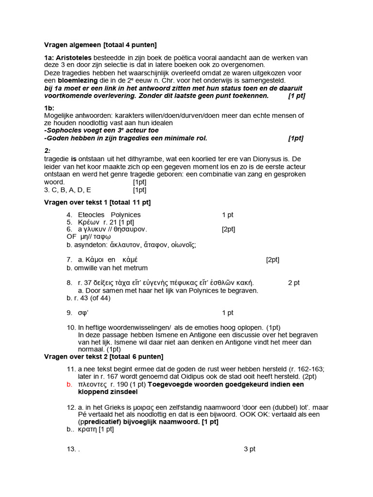 Antwoordmodel Voor LL Module 4 Antigone Versie 1 | PDF