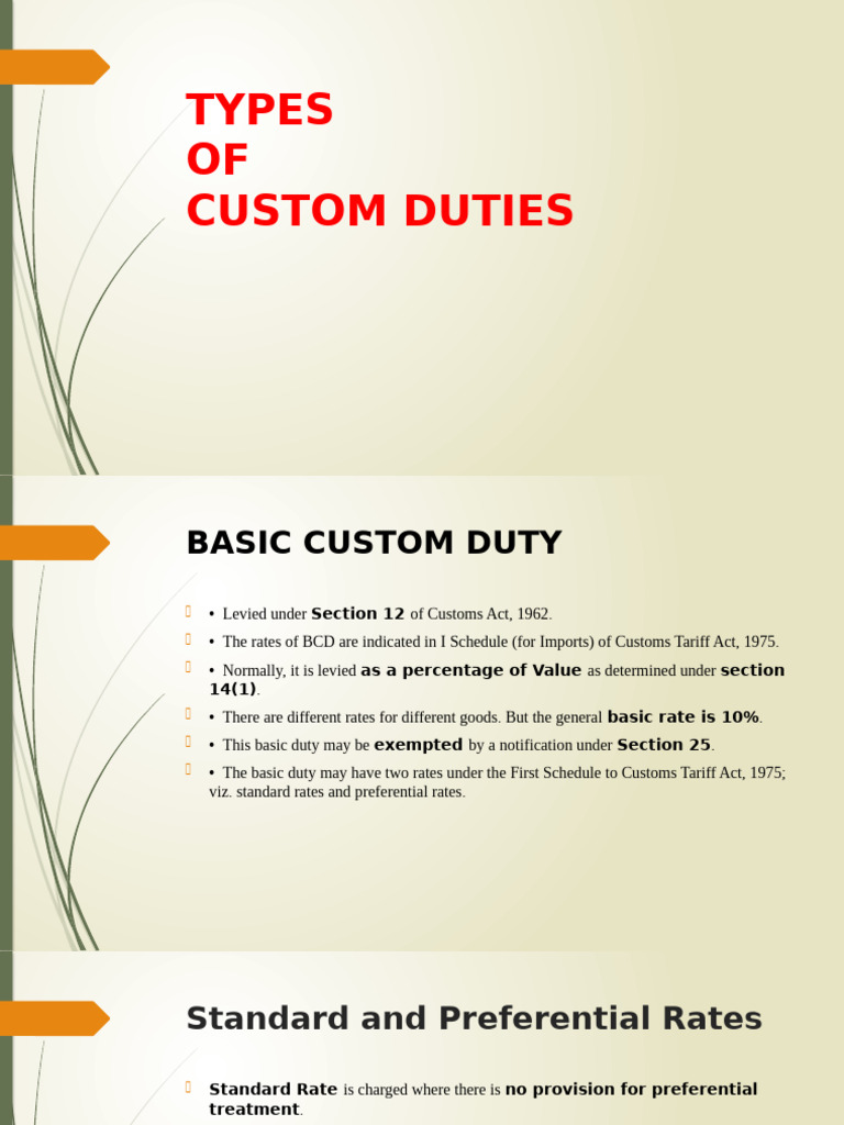 Types of Custom Laws | PDF | Dumping (Pricing Policy) | Taxes