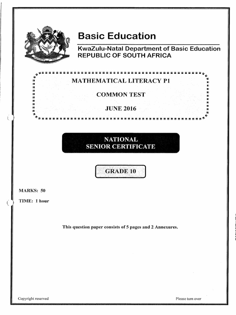 Maths Lit p1 June Qpmemo | PDF