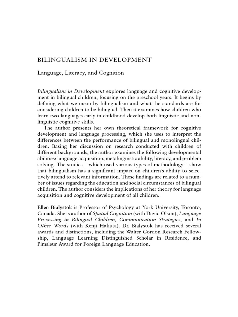 Bilingualism in Development Language Lit | PDF | Multilingualism ...