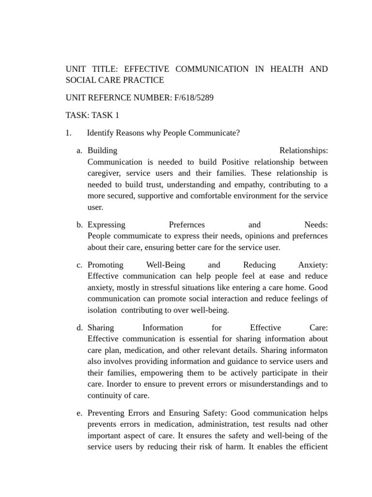 Promoting Effective Communication in Care | PDF | Nonverbal ...