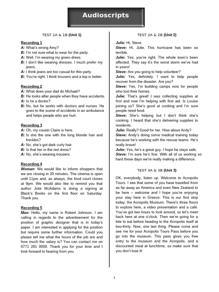 33 OnScreen 3 Tests Audios | PDF
