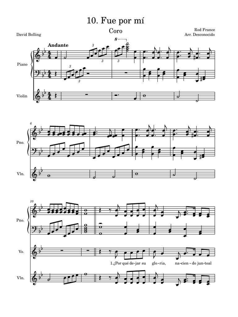 "Partitura: 'Fue por mí' de David Bolling" | PDF