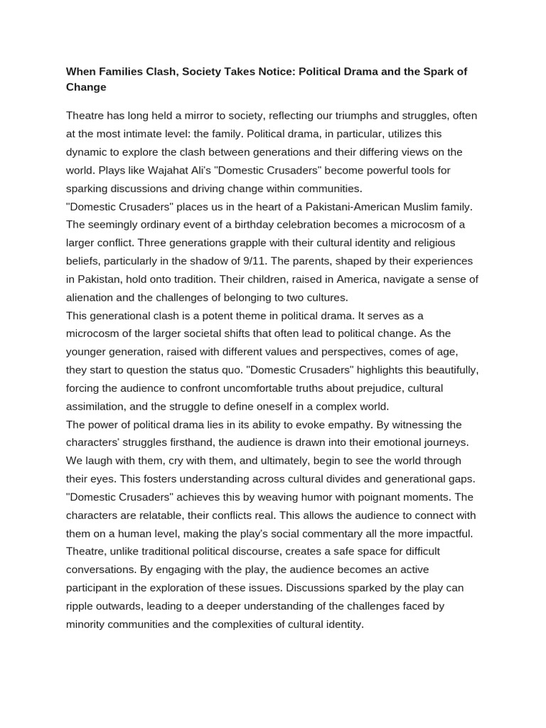 Political Drama and Generational Clashes | PDF | Empathy | Identity ...
