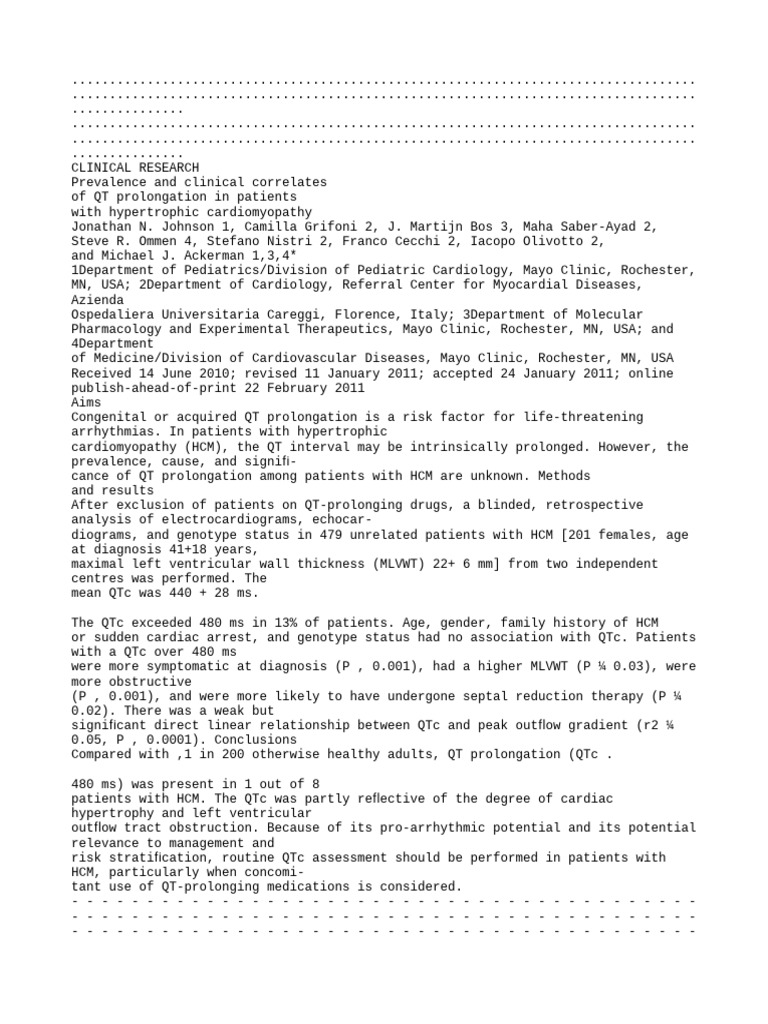 QT Prolongation in Patients | PDF | Cardiology | Heart