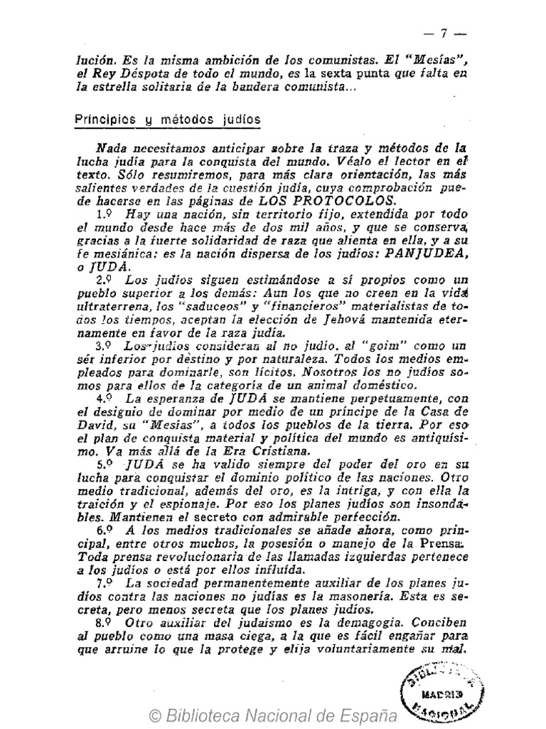 Protocolos de Los Sabios de Sión Texto Impreso 9 | PDF | Judios y judaísmo