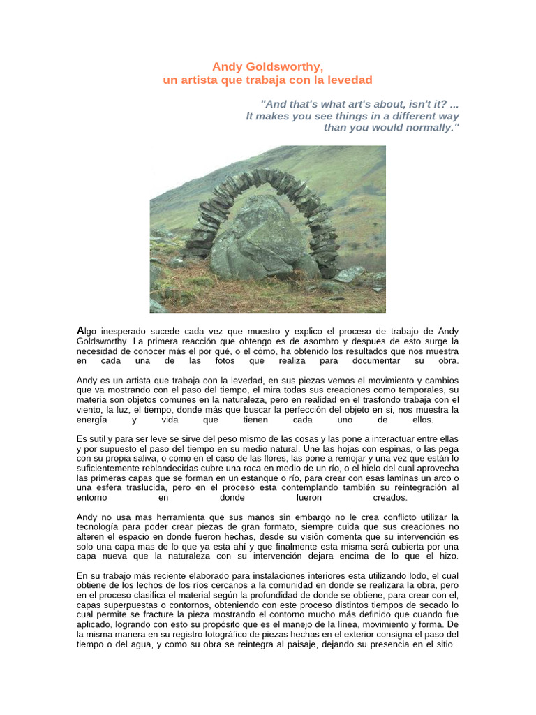 Andy Goldsworthy | PDF | Escultura