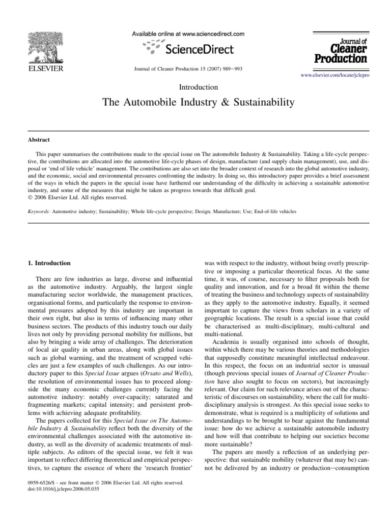 Sustainability Challenges in Automotive Industry | PDF | Sustainability ...