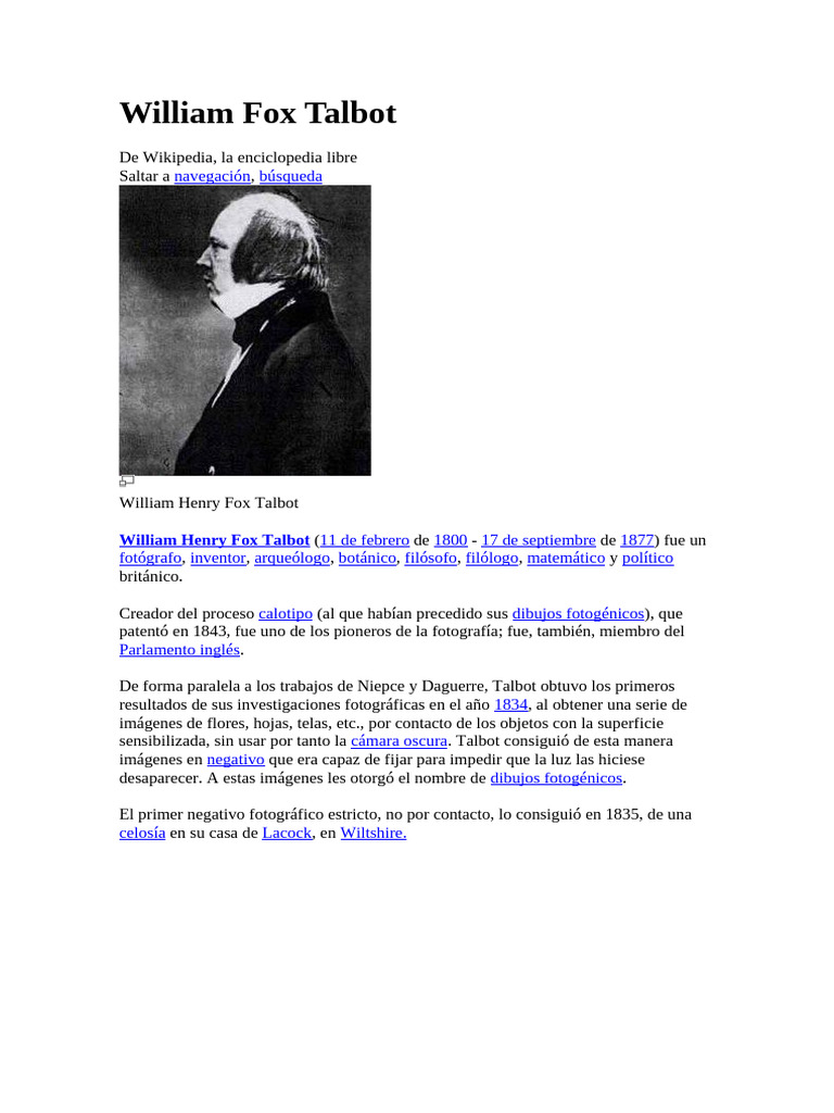 William Fox Talbot | PDF | Imagen